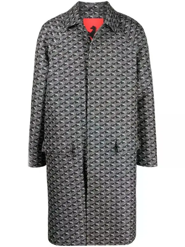 FERRARI Graphic-print Single-breasted Coat