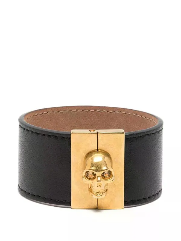 Alexander McQueen Double Wrap Skull Motif Bracelet - Black