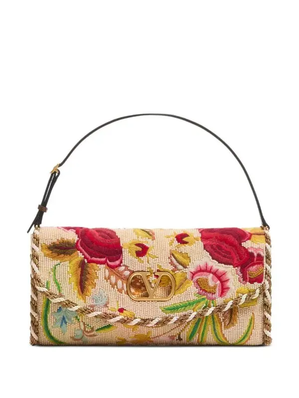 Valentino Garavani Embroidered Shoulder Bag - Neutrals
