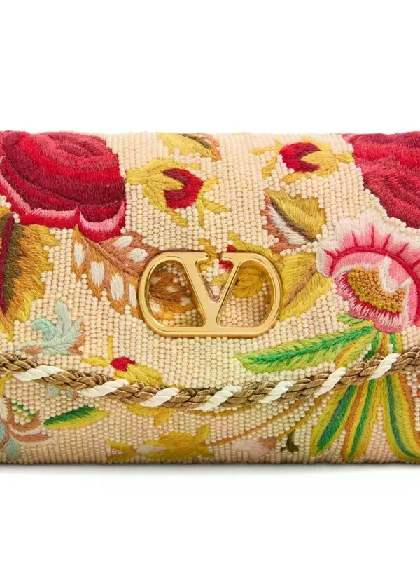 Valentino Garavani Embroidered Shoulder Bag - Neutrals