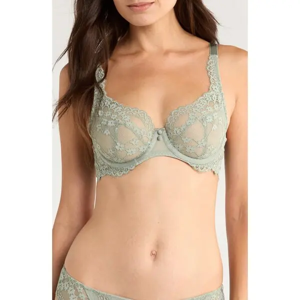Hunkemoller Daisy Lace Underwire Bra - Iceberg Green