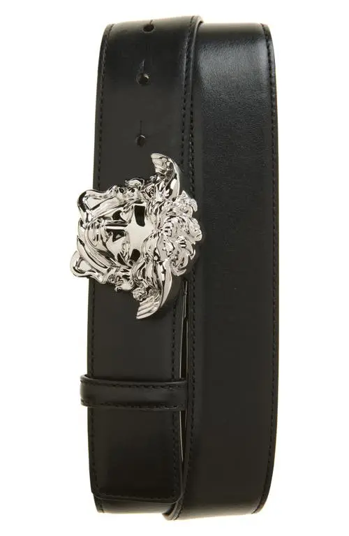 Versace Medusa Head Leather Belt - Black-palladium