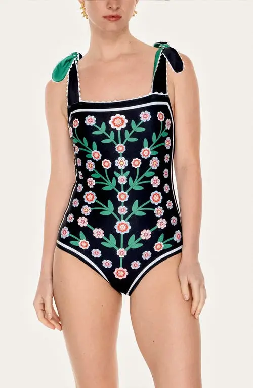 JESSIE ZHAO NEW YORK Midnight Bloom Reversible One-piece Swimsuit - Black