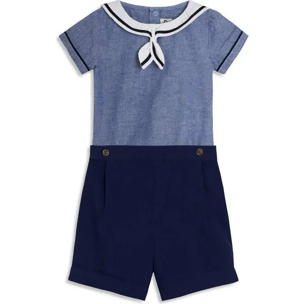 JOJO MAMAN BEBE Sailor Collar Bodysuit And Pull-on Shorts Set
