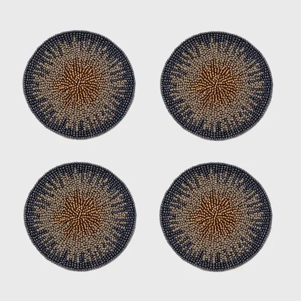 JOANNA BUCHANAN Hand Beaded Or Woven Coasters - Indigo