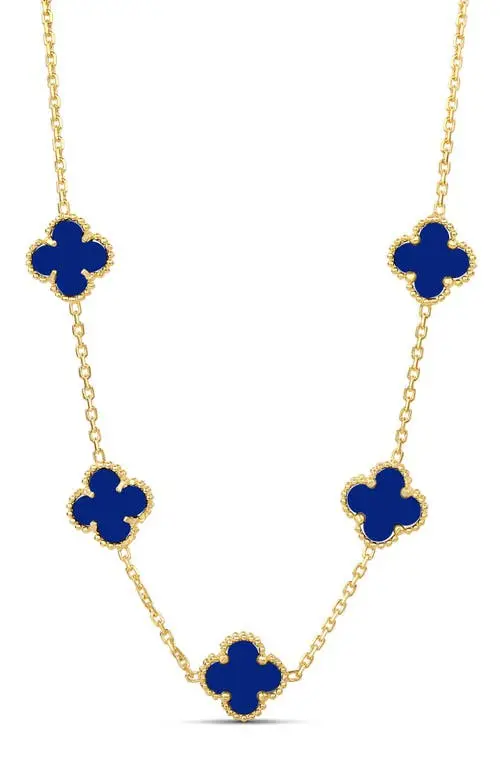 SHYMI Clover Frontal Necklace - Gold/ Blue