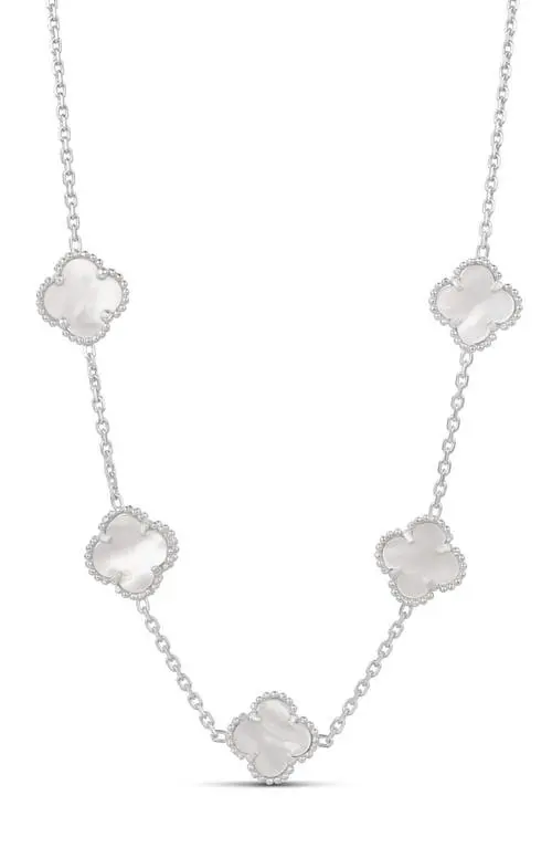 SHYMI Clover Frontal Necklace - Silver/ Mother Of Pearl