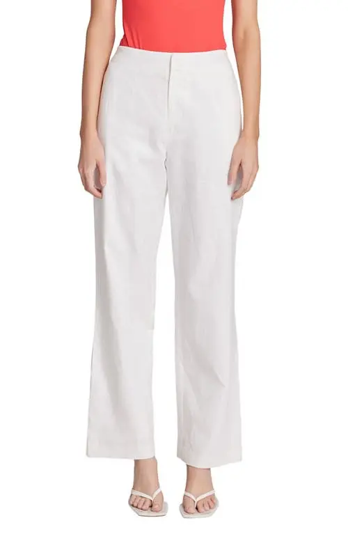 English Factory Linen And Cotton Flat-front Pants - White