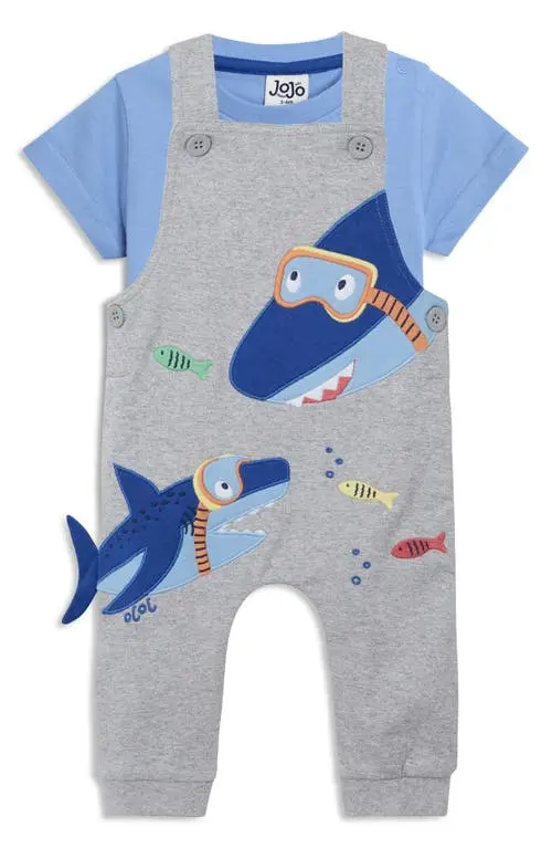 JOJO MAMAN BEBE Shark Appliqué Romper & T-shirt Set - Marl Grey