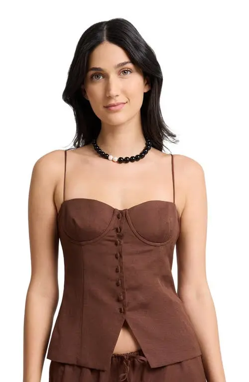 Onia Air Linen Fitted Corset Underwire Top - Brown