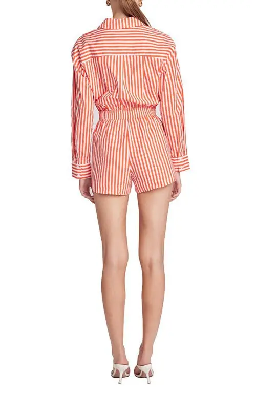 English Factory Stripe Cotton Romper - Orange