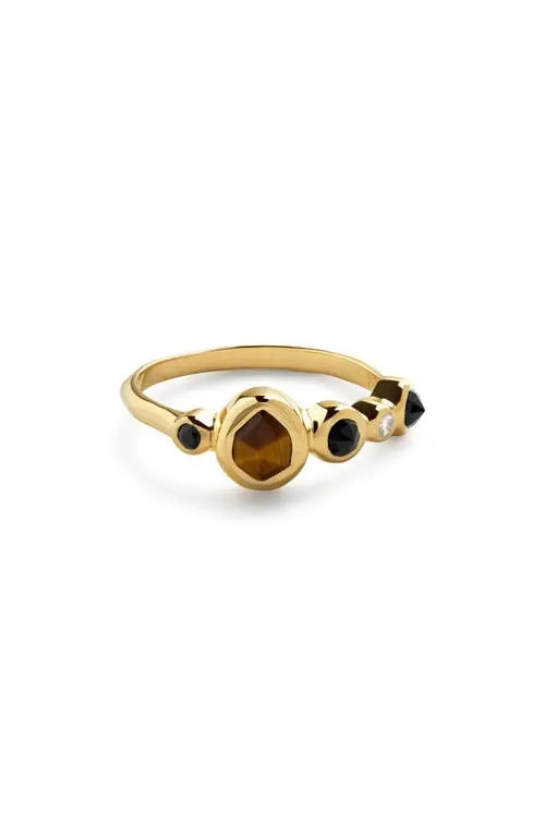 Monica Vinader Siren Gradient Stone Ring - 18k Gold Vermeil / Tigers Eye