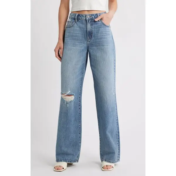 HIDDEN JEANS Distressed Wide-leg Jeans
