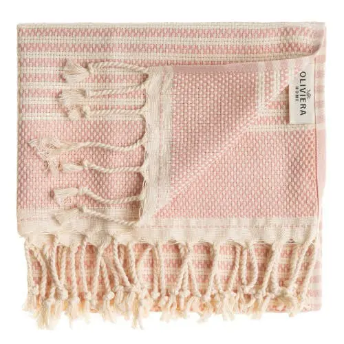 OLIVE & LINEN Zipper Turkish Hand / Kitchen Towel Bundle - Blush