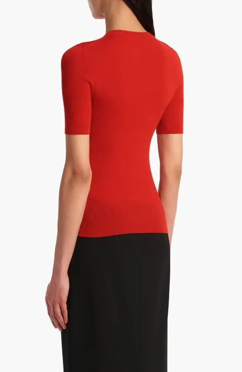 Khaite Celina Merino Wool Blend Rib Sweater - Fire Red