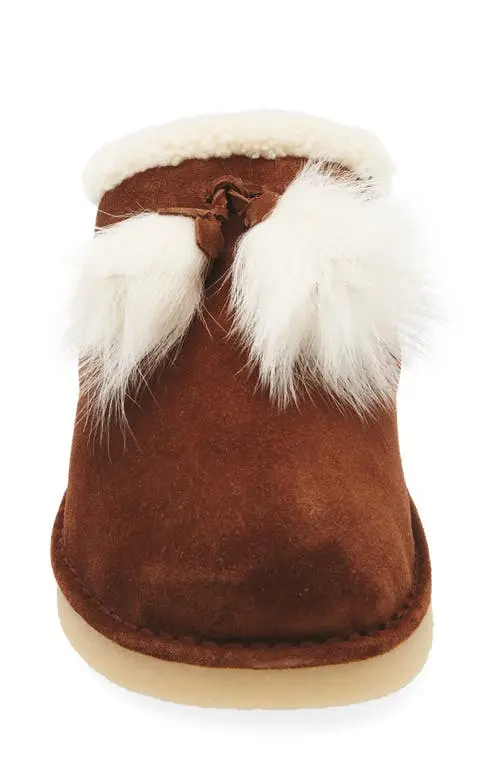 Miu Miu Shearling Tassel Slippers - Cacao