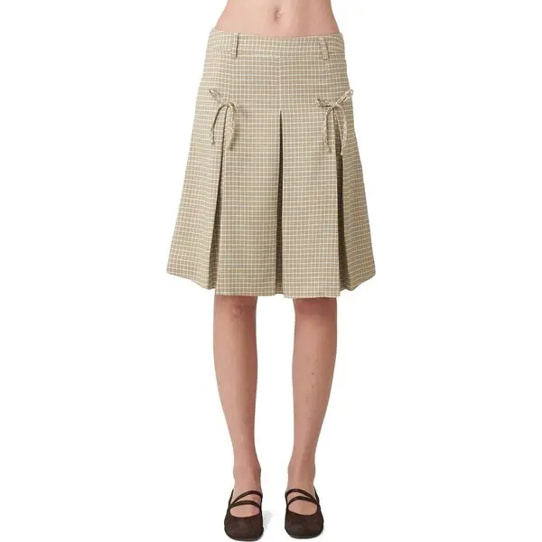 FIND ME NOW Pleated Bow Knee-length Skirt