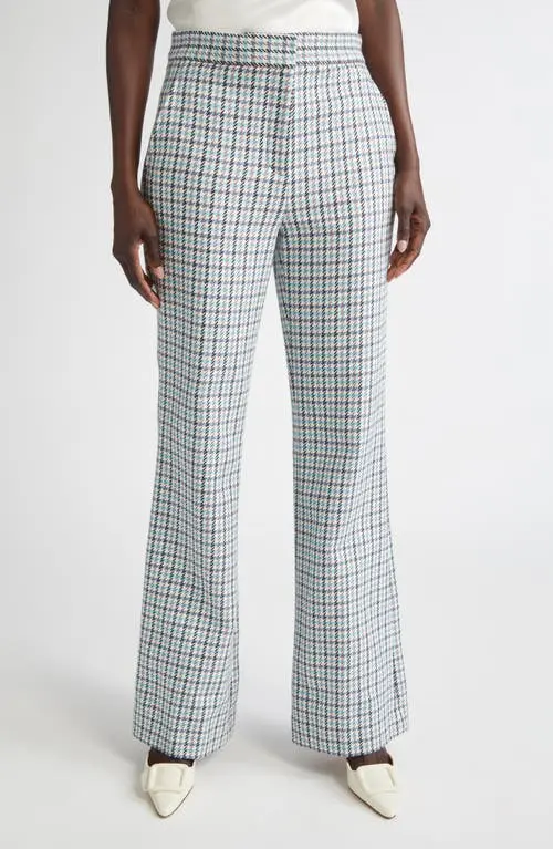 St. John Houndstooth Stretch Cotton Flare Leg Pants