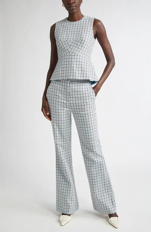 St. John Houndstooth Stretch Cotton Flare Leg Pants