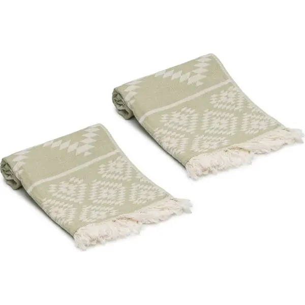 OLIVE & LINEN Turkish Cotton Hand Towelsset Of 2 - Sage Green