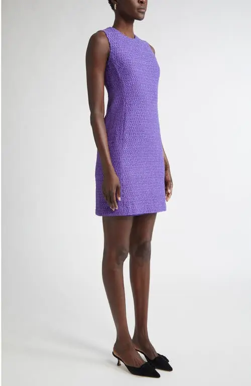 St. John Sleeveless Ribbon Tweed Sheath Dress