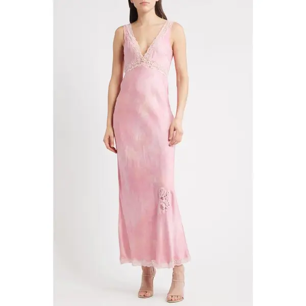 LoveShackFancy Embellished Lace Trim Slipdress - Pink Ember