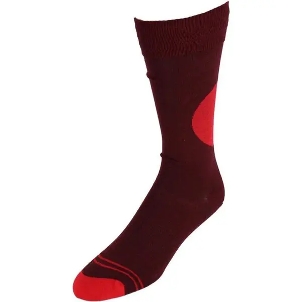 DEADSOXY Circle Patch Mid-calf Dress Socks - Maroon