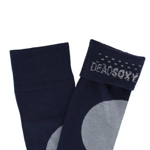 DEAD SOXY Circle Patch Mid-calf Dress Socks - Navy Blue