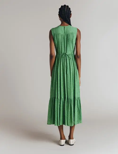 GHOST LONDON Sandy Georgette Jacquard Midi Dress
