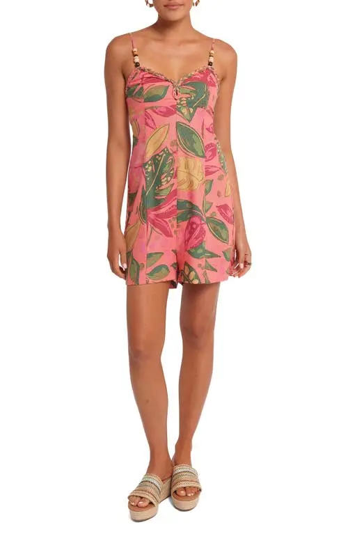 PETAL & PUP Tropical Print Romper - Pink Rio