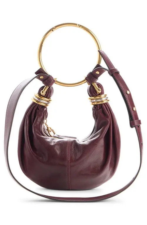 Chloé Mini Leather Hobo Bag - Grenat
