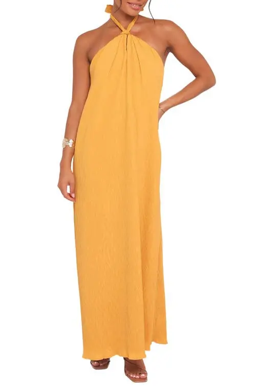 PETAL & PUP Theophania Halter Maxi Dress - Mango