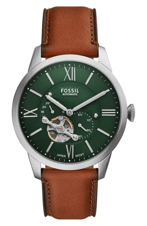 Fossil Townsman Automatic Leather Strap Watch - Brown