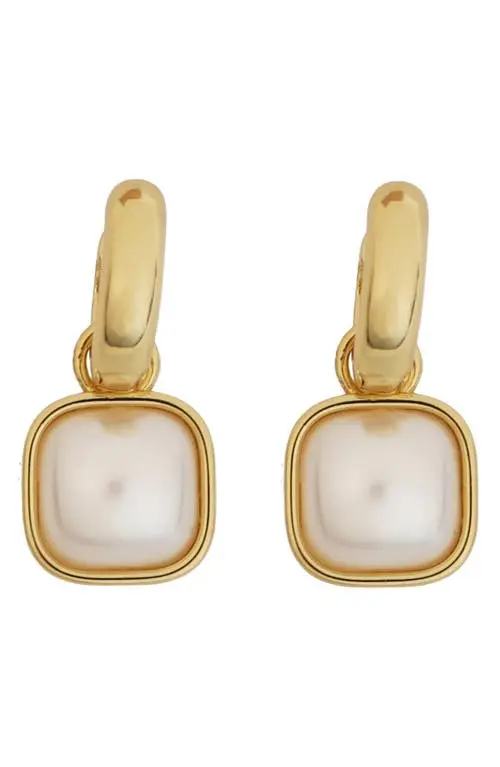 PANACEA Square Faux Pearl Drop Hoop Earrings - Ivory