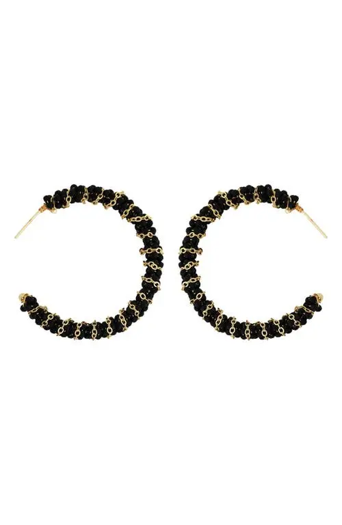 PANACEA Onyx Bead And Chain Hoop Earrings - Black