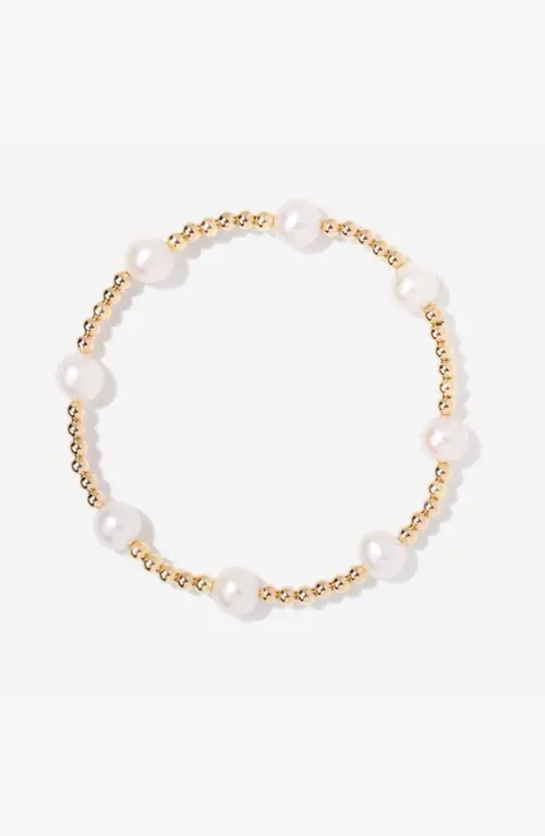 LITTLE SKY STONE Beaded Pearl Bracelet - Gold / Pearl