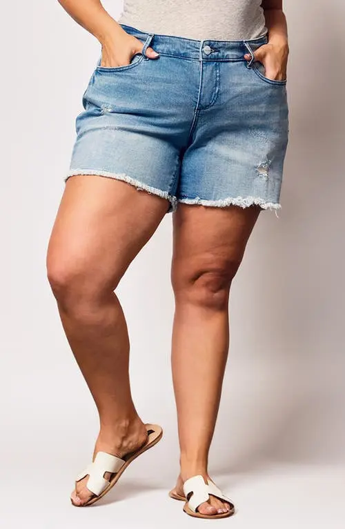 SLINK JEANS Raw Hem Denim Shorts