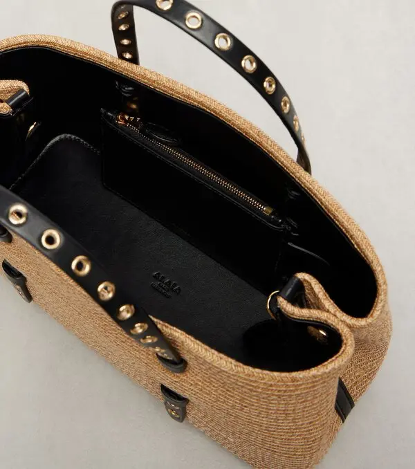 Alaïa Mina 25 Medium Woven Tote Bag - Beige