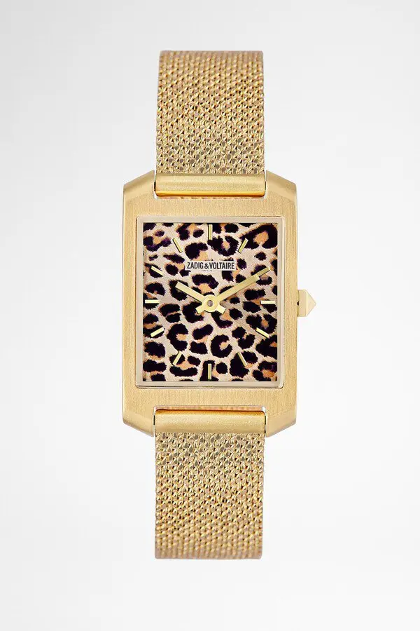 Zadig&Voltaire Leopard Printed Timeline Watch - Gold