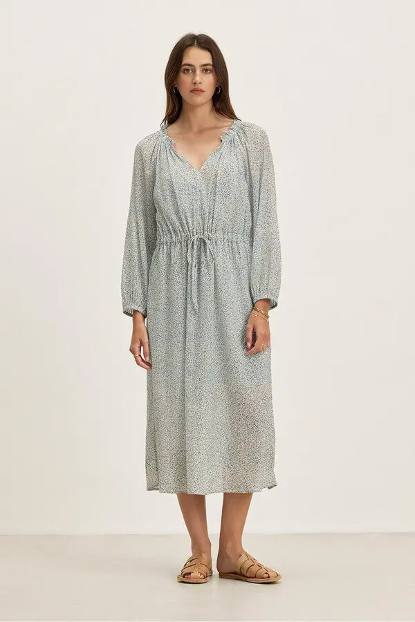 crinkle cotton gauze dress JUSTINE COTTON GAUZE MIDI DRESS