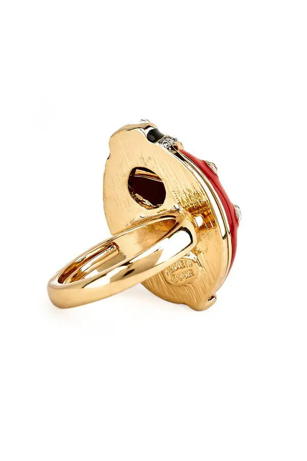 KENNETH JAY LANE Ladybug Adjustable Ring - Red