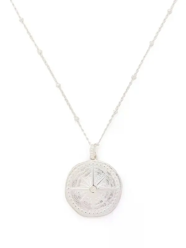 DOWER & HALL Engraved Compass Pendant Necklace