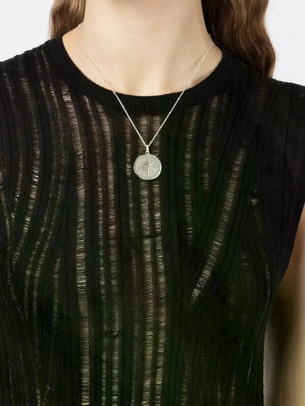 DOWER & HALL Engraved Compass Pendant Necklace