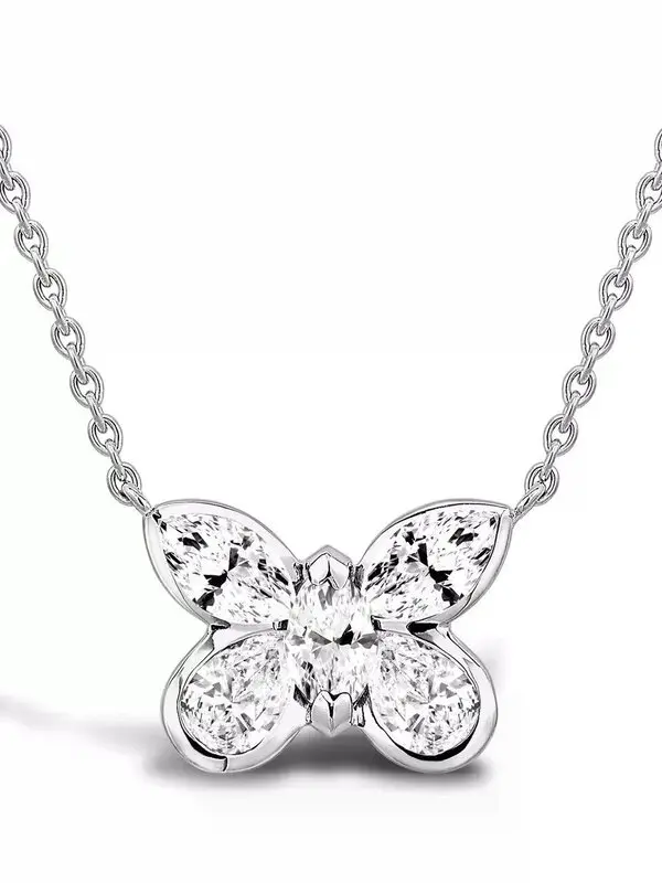 PRAGNELL 18kt White Gold Butterfly Diamond Pendant Necklace - Silver