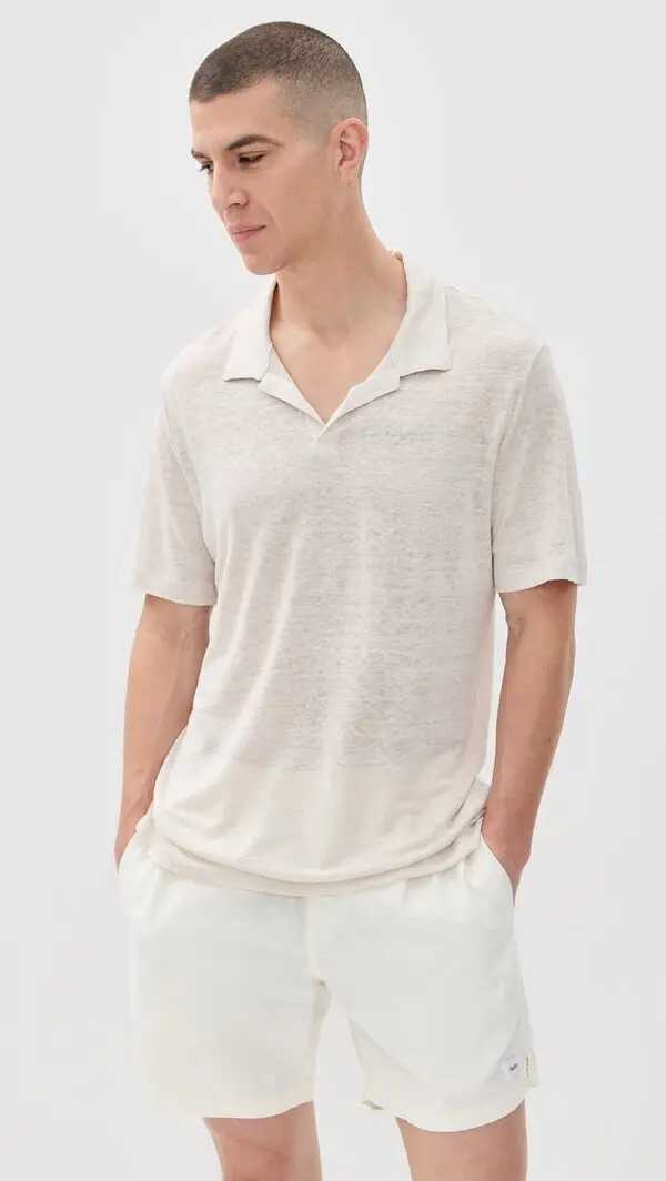 Onia Shaun Linen Polo - Stone