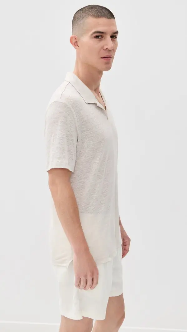 Onia Shaun Linen Polo - Stone