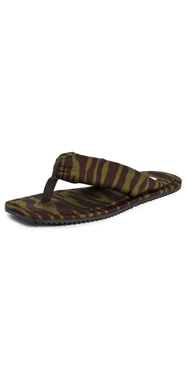 Attico Indie Flat Thong Sandals - Dark/green/dark Brown