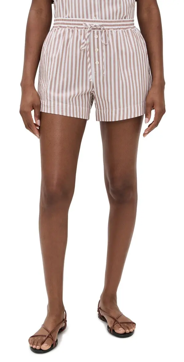 Xirena Tomer Striped Poplin Shorts - Café