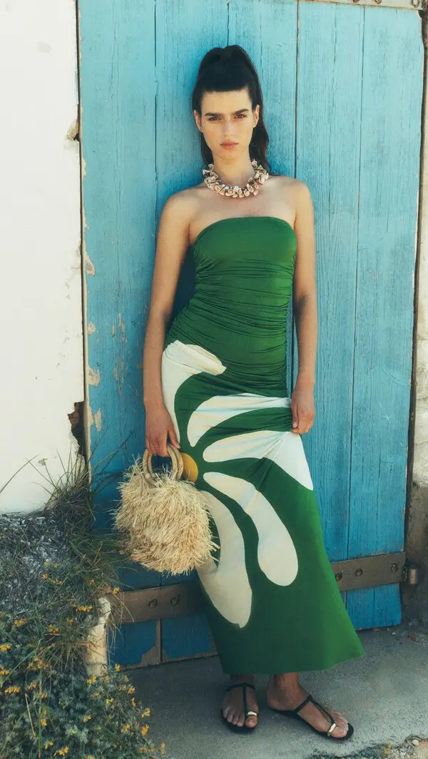 cala de la cruz daphne jersey maxi dress Exclusive Daphne Strapless Printed Jersey Maxi Dress By Cala De La Cruz