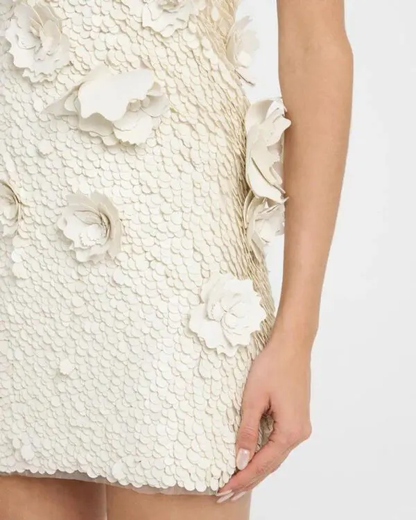 Halston Farren Strapless Paillette Mini Dress - Ivory